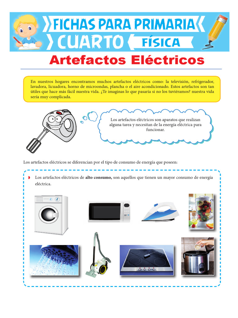 Los Artefactos Eléctricos para Cuarto de Primaria | PDF | Electricidad | Ingenieria Eléctrica