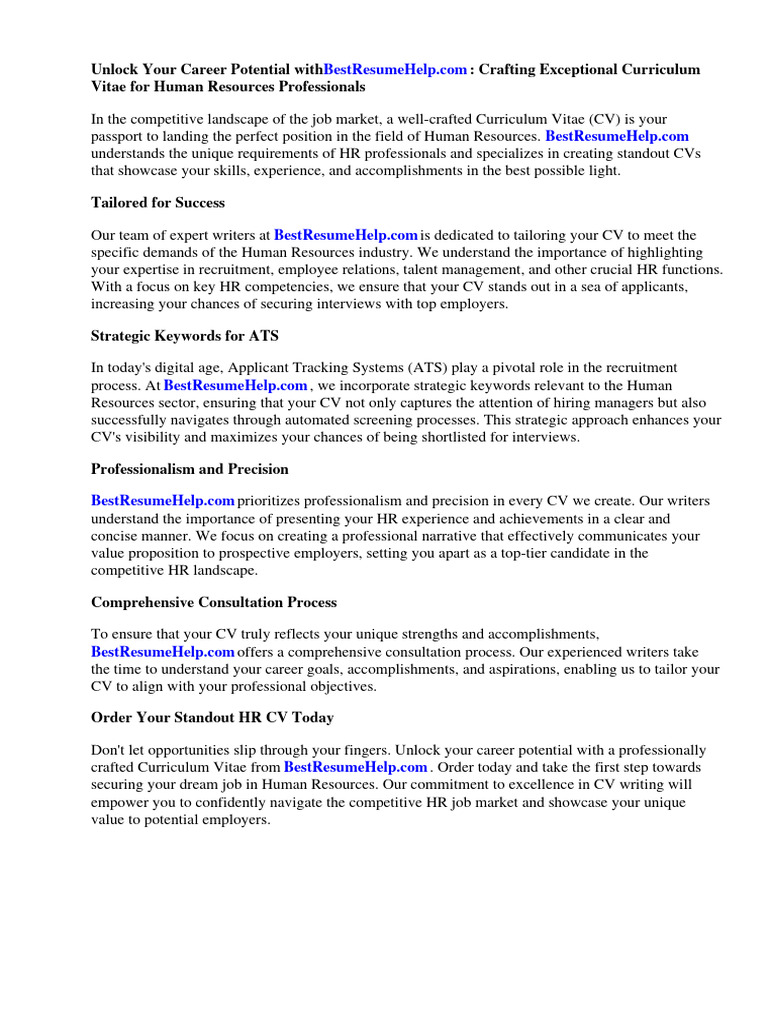 Curriculum Vitae English Human Resources | PDF | Human Resources | Human Resource Management