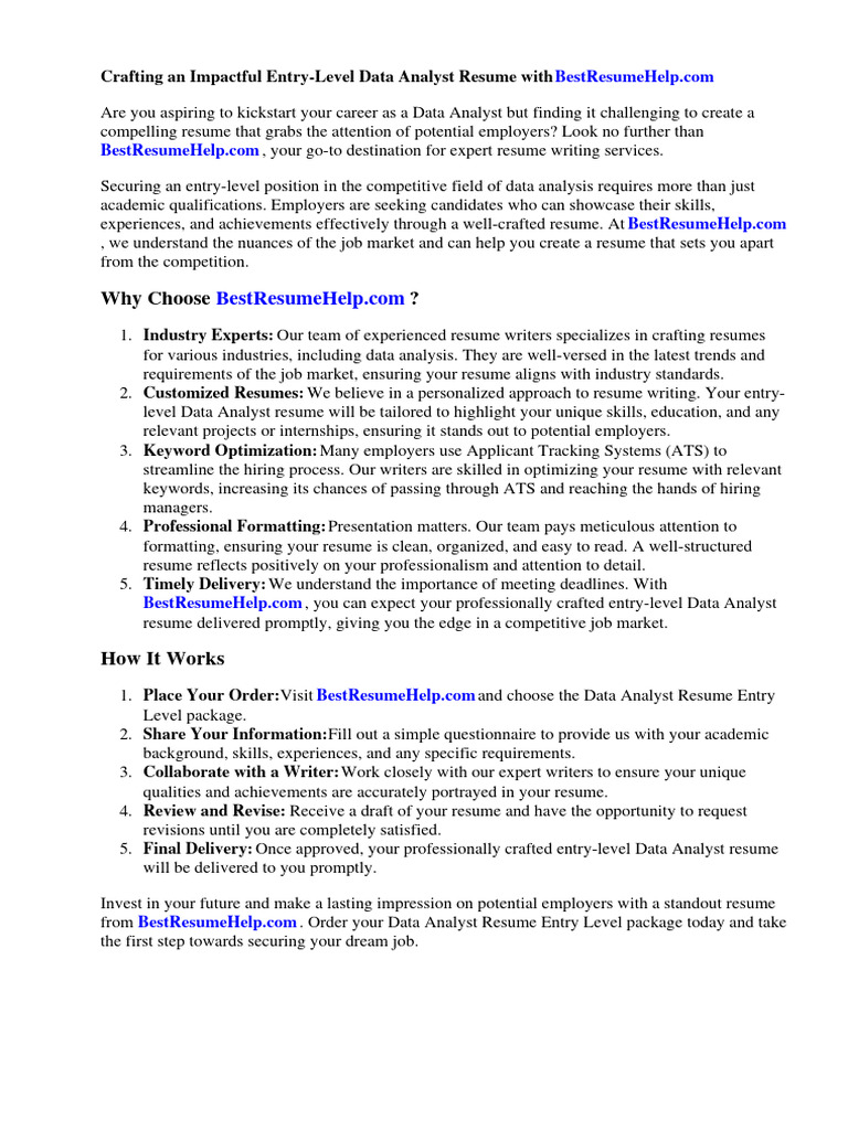 Data Analyst Resume Entry Level | PDF | Résumé | Intelligence Analysis