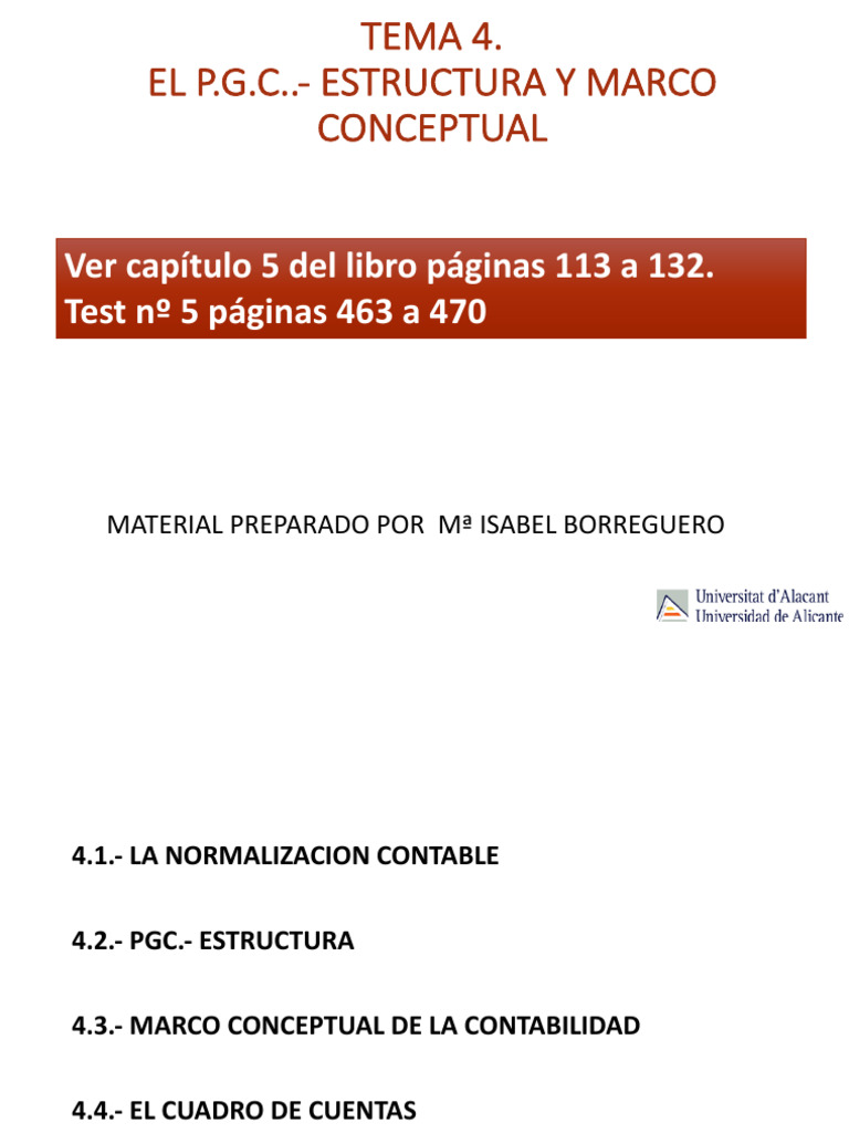 Tema 4 El Plan General Contable | PDF | Contabilidad | Estado financiero