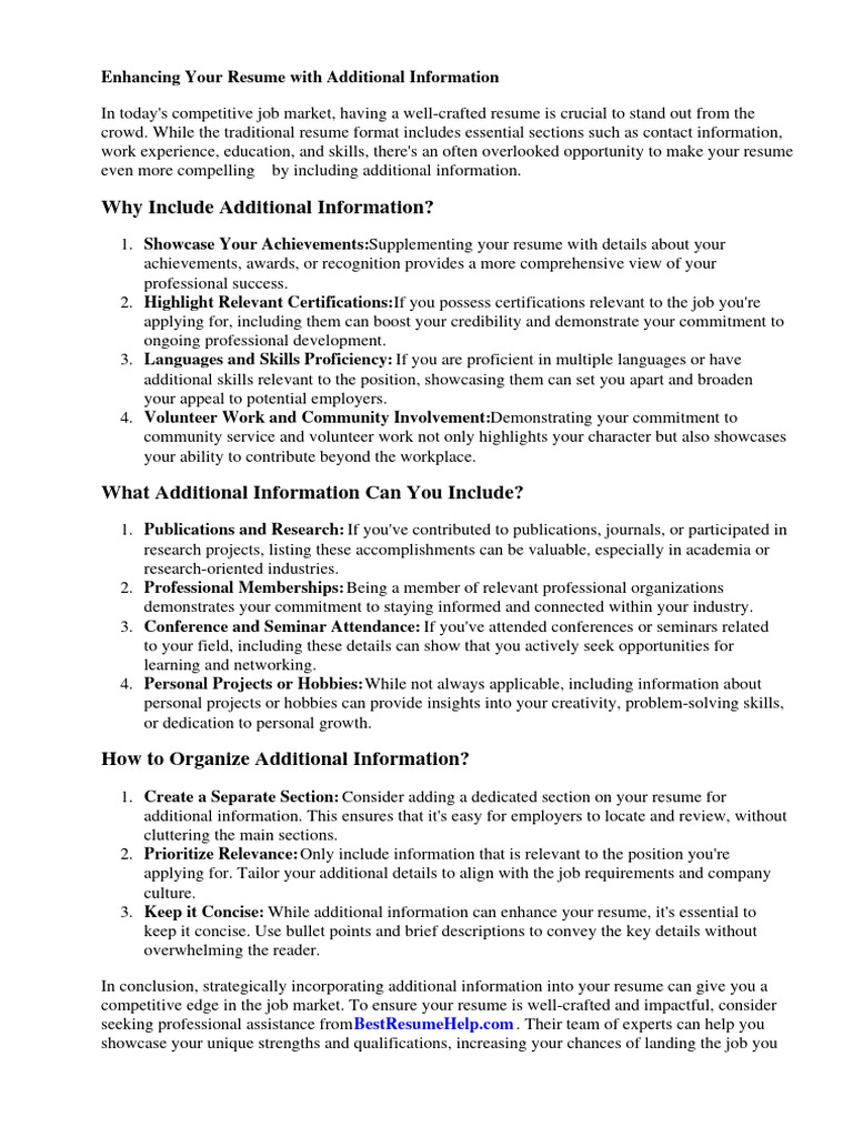 Additional Information On Resume | PDF | Résumé | Recruitment