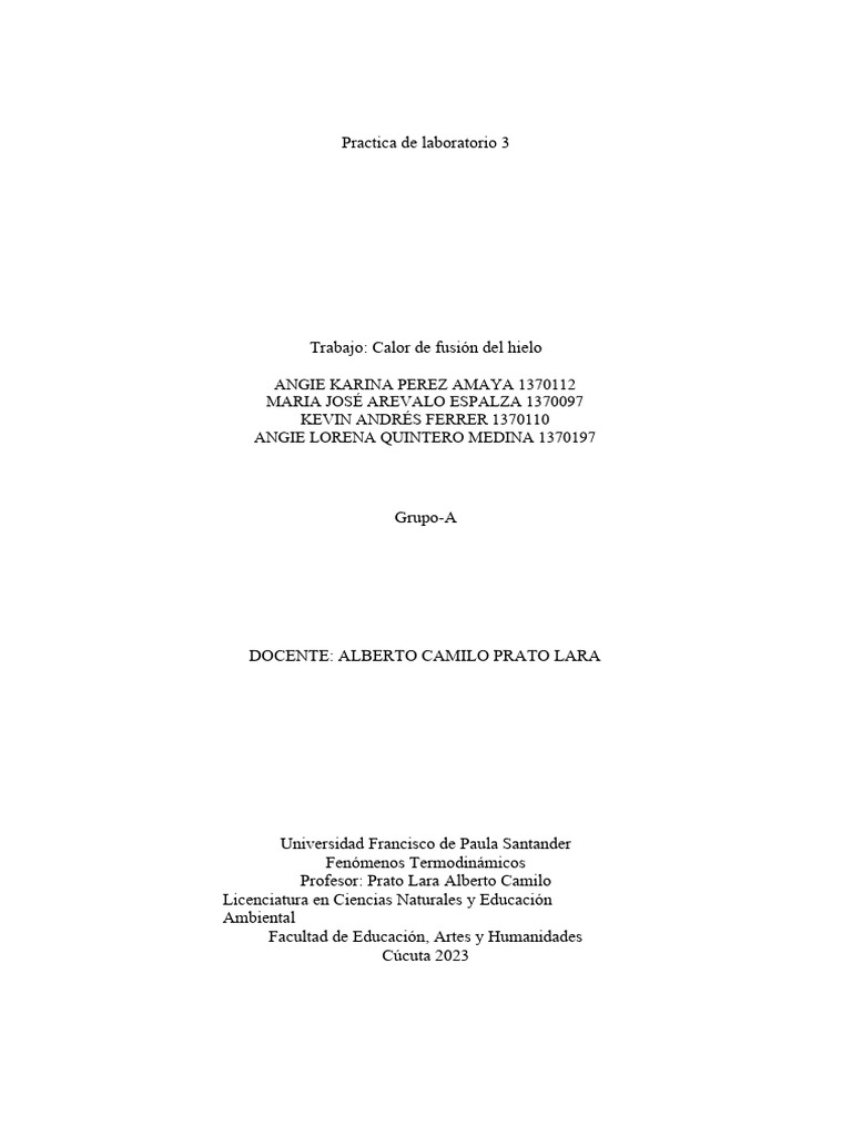 Practica de Laboratorio 3.termo Fisica | PDF | Calor | Calor latente