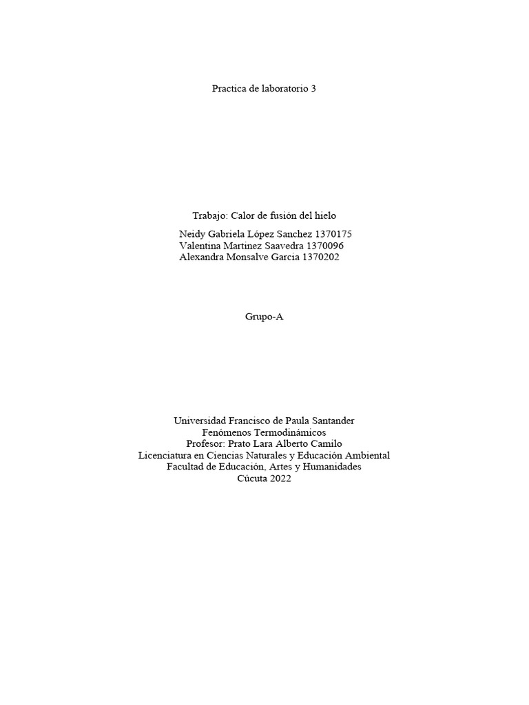 Practica de Laboratorio 3.termo Fisica | PDF | Calor latente | Calor