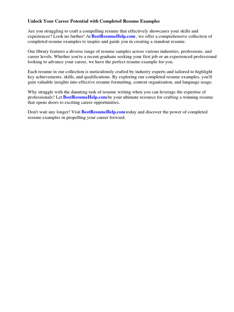 Completed Resume Examples | PDF | Résumé