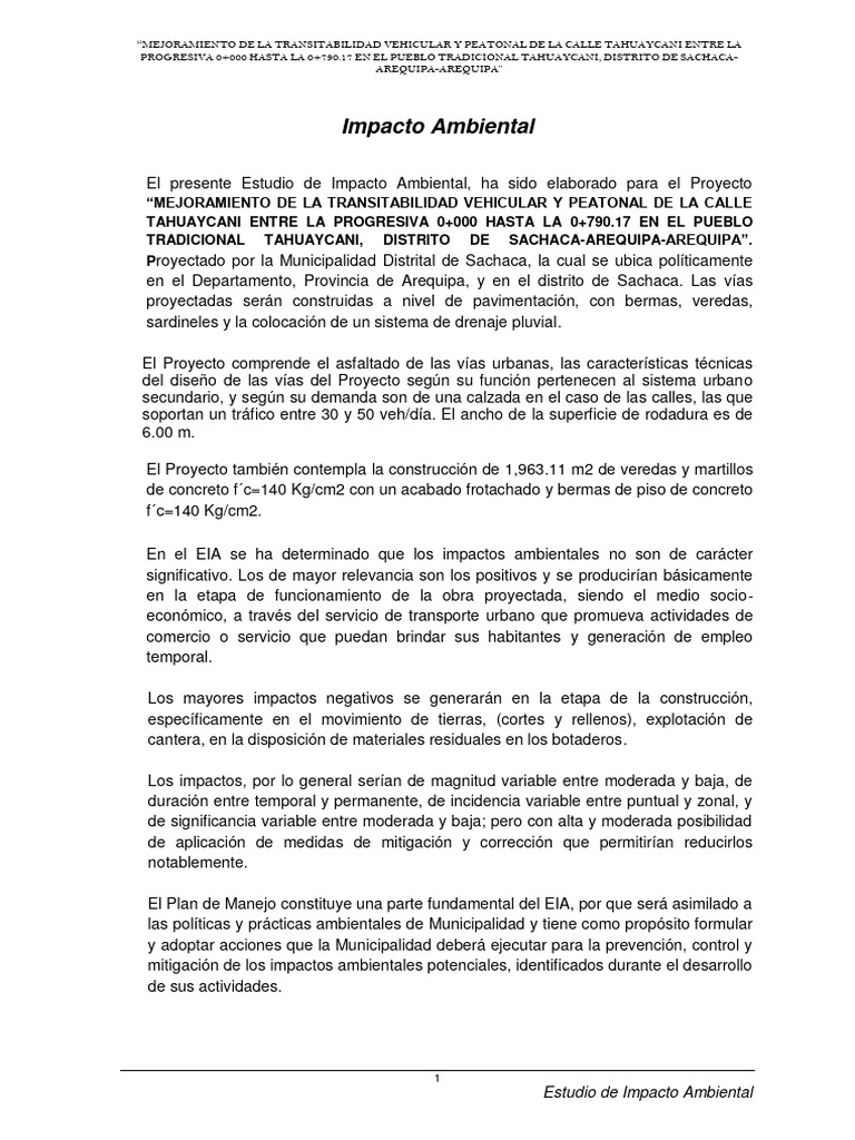 IMPACTO AMBIENTAL | PDF | Evaluación de impacto ambiental | Entorno natural