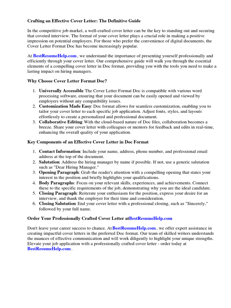 Cover Letter Format | PDF | Résumé | Microsoft Word