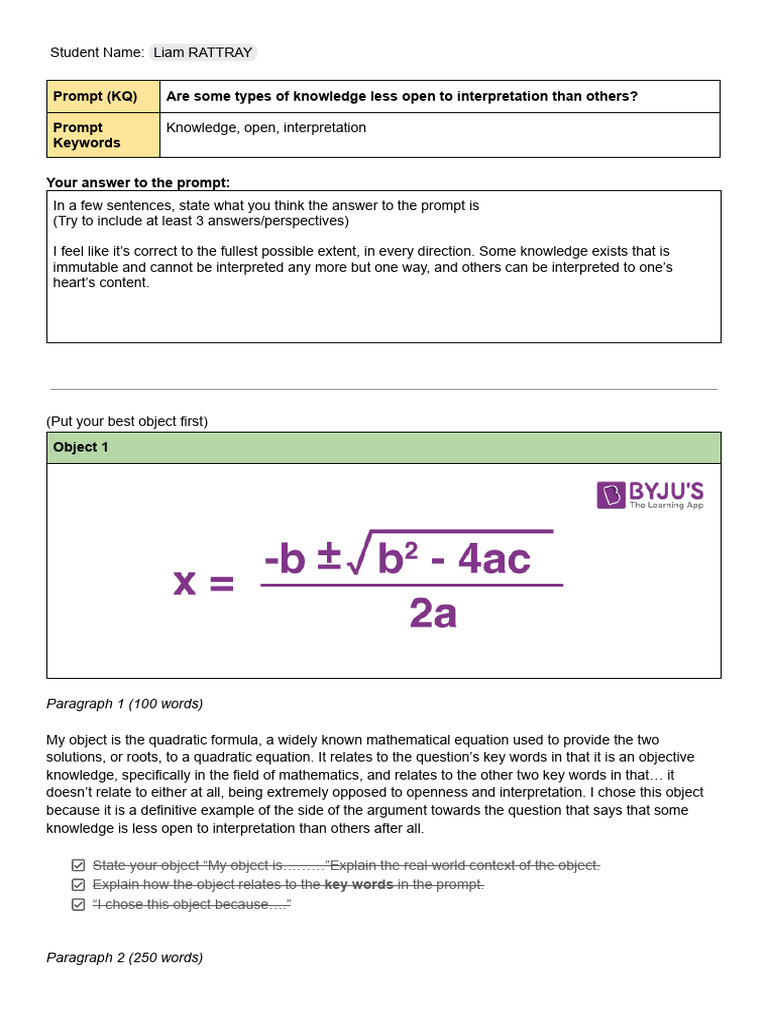 WELM TOK Exhibition File Written Piece TEMPLATE | PDF | Knowledge ...
