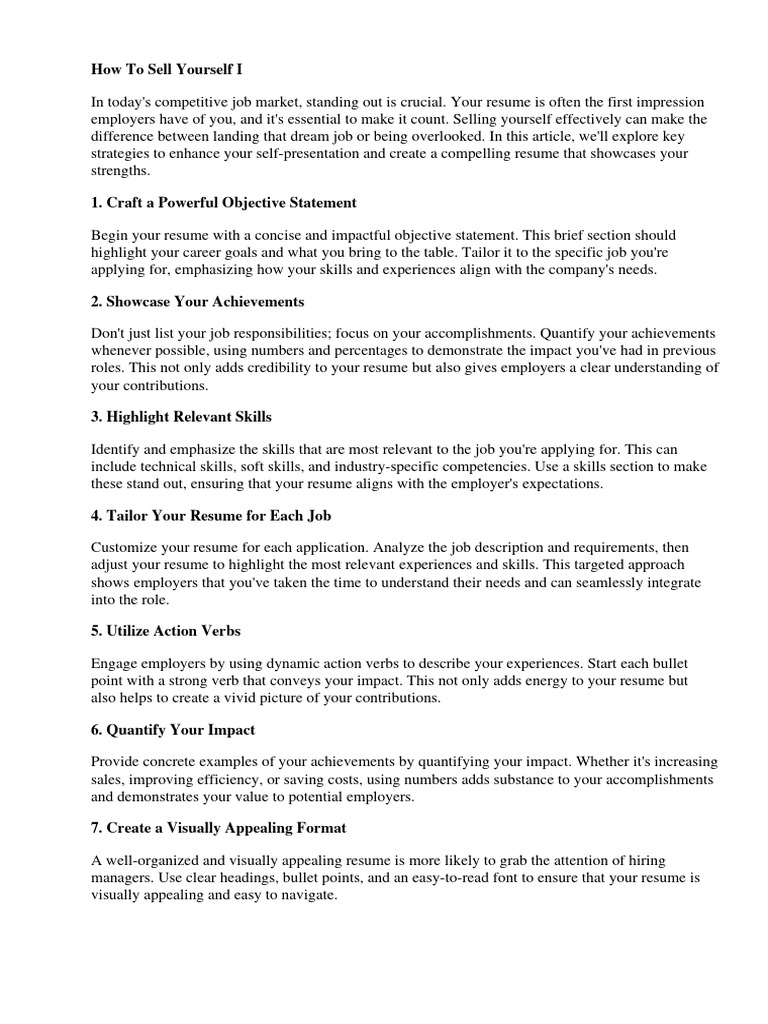 How To Sell Yourself in A Cover Letter Example | PDF | Résumé | Sales