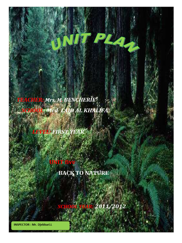 Unit Fiveback To Nature Unit Plan Project Planning | PDF | Word | Human ...