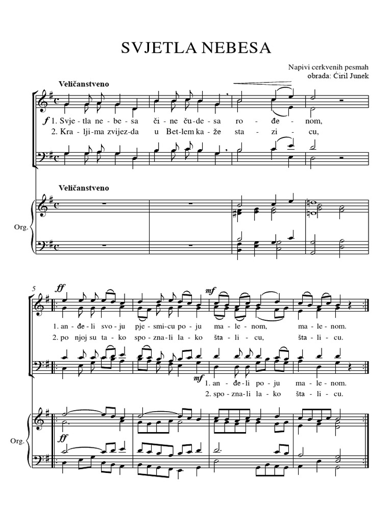 SVJETLA NEBESA (SATB) - Obrada, Junek | PDF