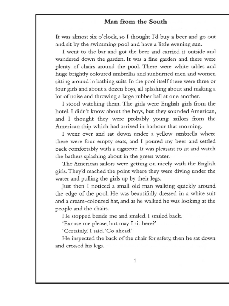 Man From The South (Roald Dahl) | PDF