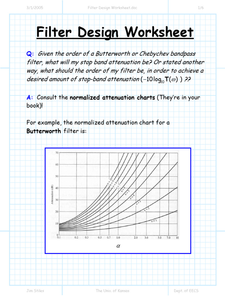 Filter Design Worksheet | PDF | Filter (Signal Processing ...