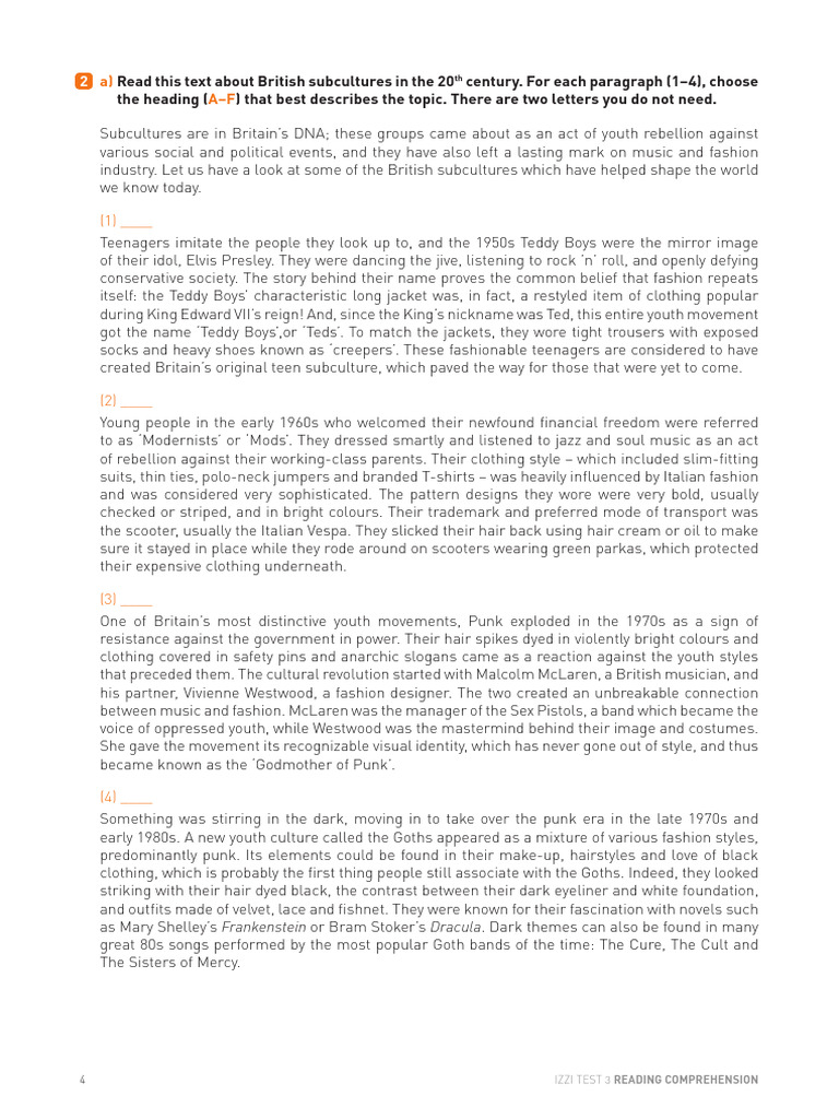 Reading Comprehension Activity | PDF | Fashion | Clothing