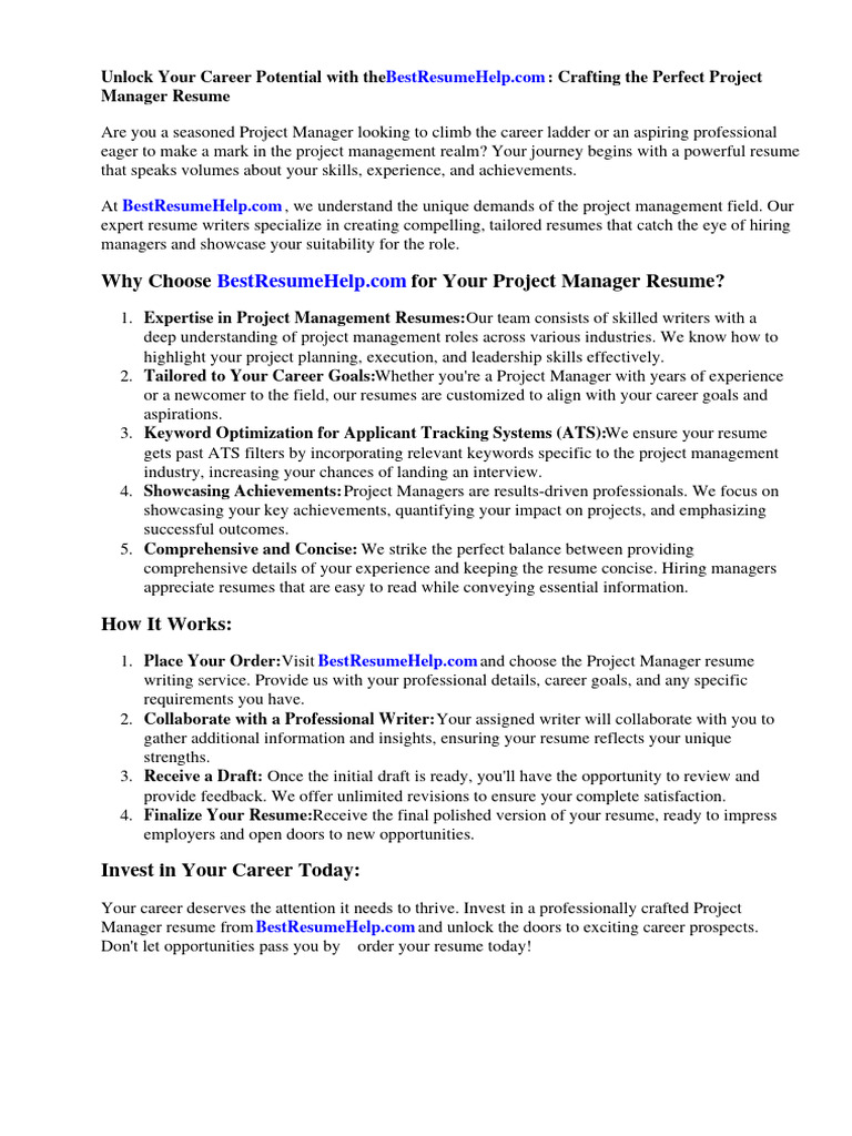 Project Manager Resume Help | PDF | Résumé | Project Management