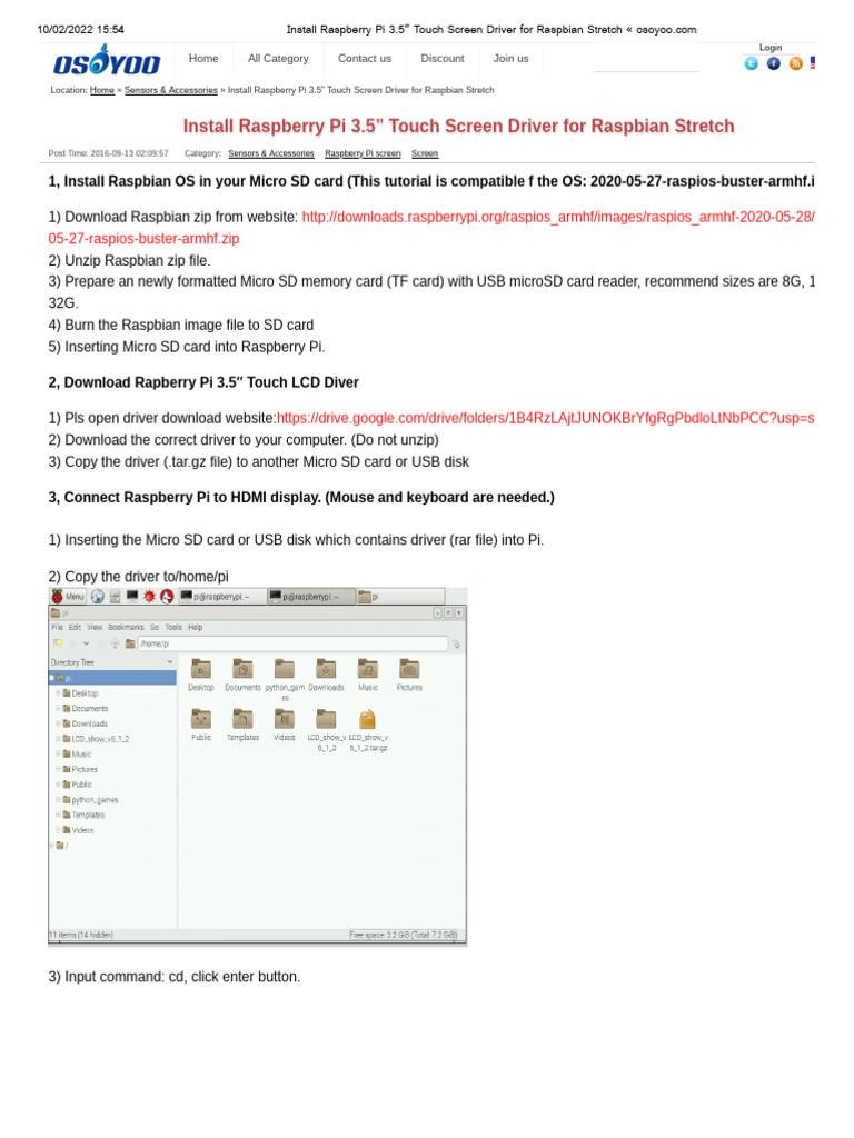 Install Raspberry Pi 3.5" Touch Screen Driver For Raspbian Stretch ...