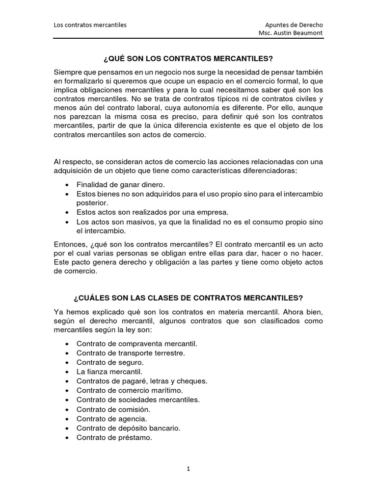 Los Contratos Mercantiles | PDF | Comercio | Economias