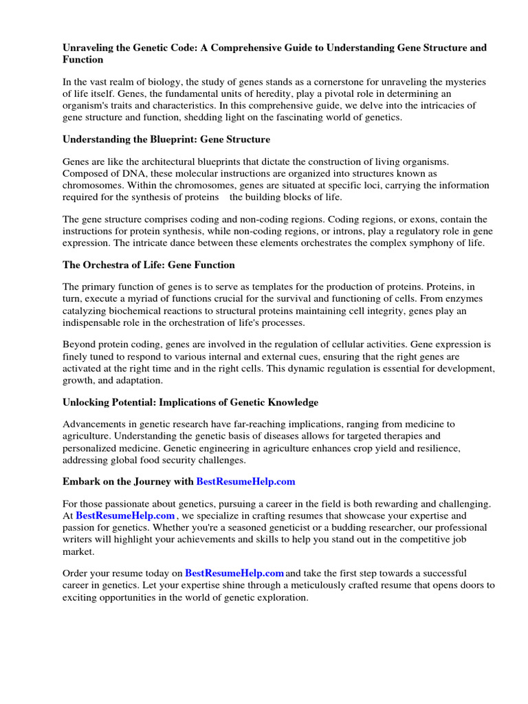 General Inquiry Cover Letter | PDF | Gene | Life