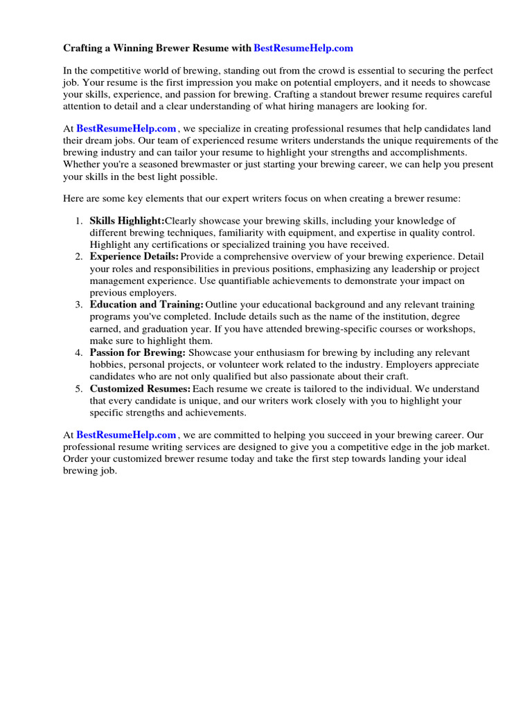 Brewer Resume | PDF | Sales | Résumé