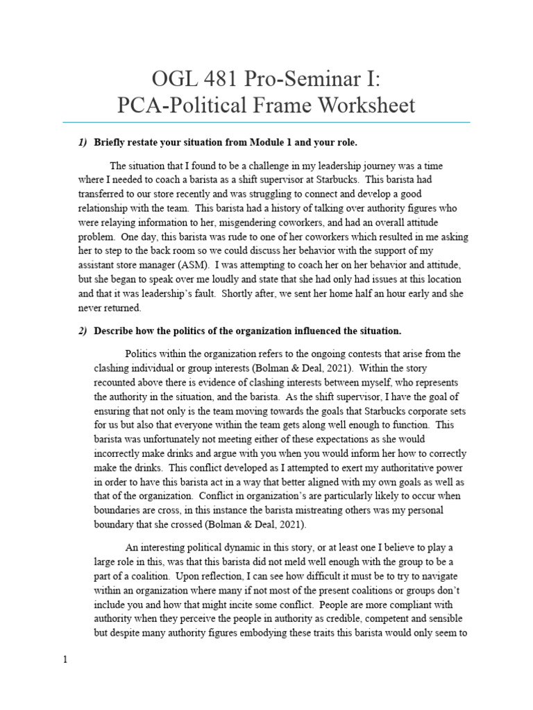 4 Political Frame Worksheet | PDF | Leadership | Psychology
