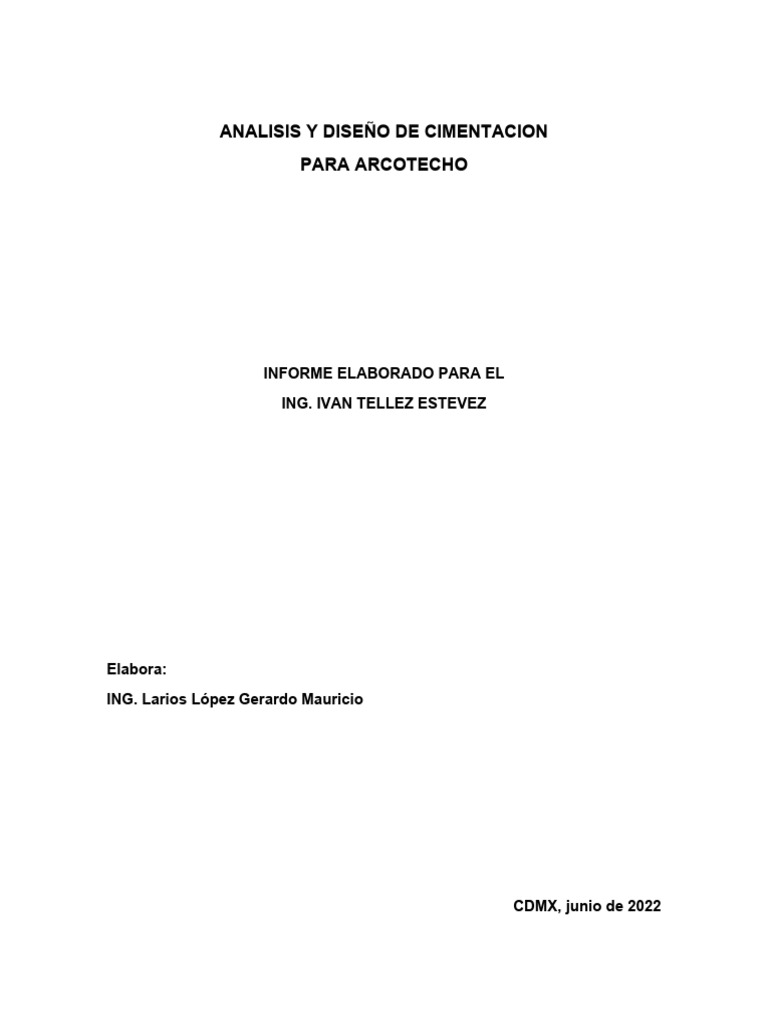 Cimentación ARCO - TECHO | PDF | Fundación (Ingeniería) | Ingeniero civil Cimentación ARCO - TECHO | PDF | Fundación (Ingeniería) | Ingeniero civil