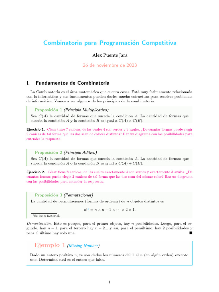 Combinatoria CP | PDF | Combinatoria | Entero