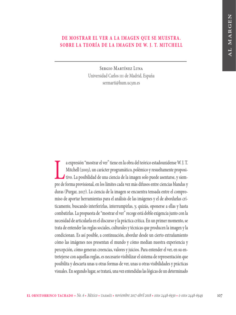 DE MOSTRAR EL VER A LA IMAGEN QUE SE MUESTRA. SOBRE LA TEORÍA DE LA ...