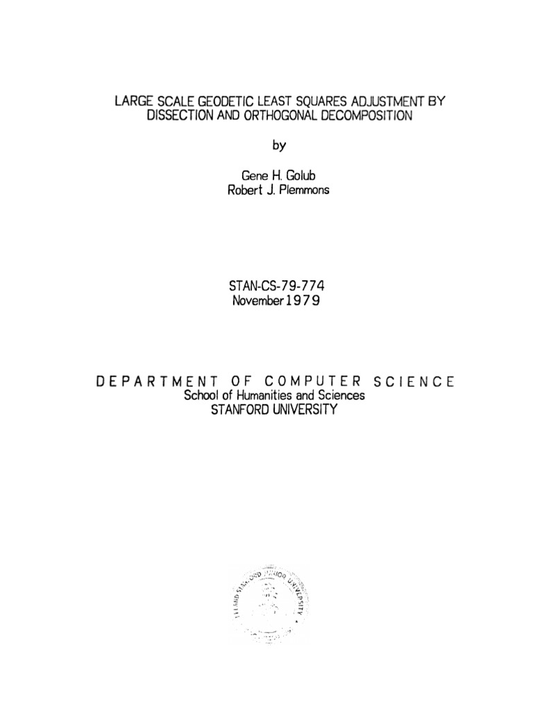 Large Scale Geodetic Least Squares Adjustment by Dissection and Orthogonal Decomposition | PDF ...