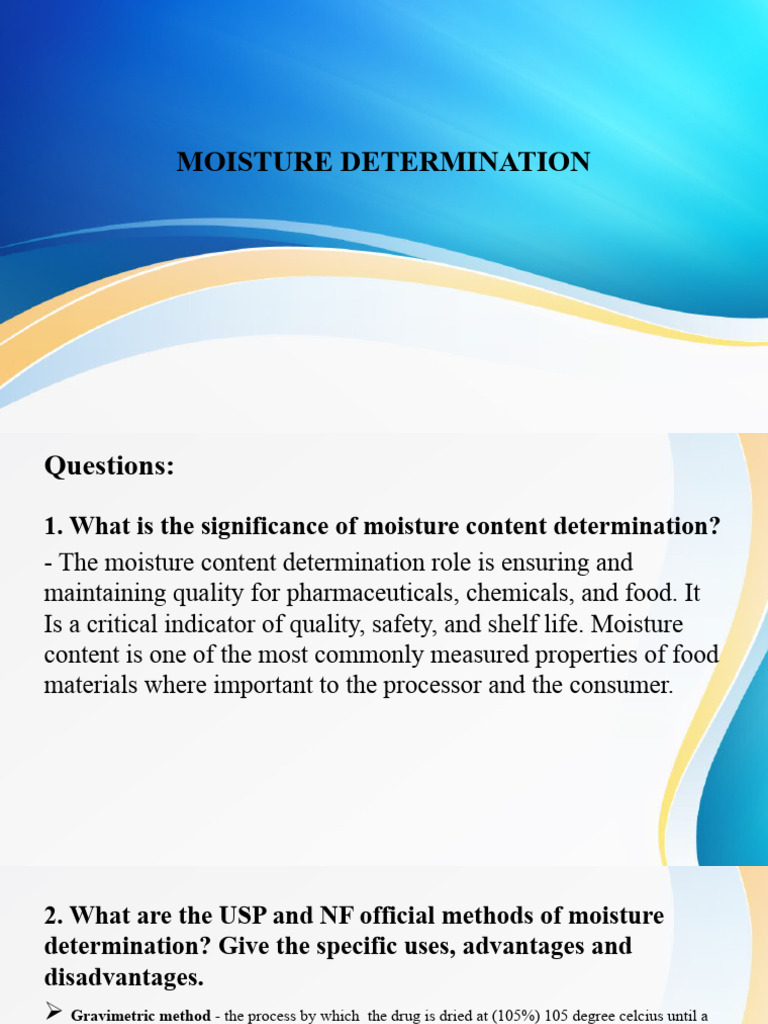 Moisture Determination | PDF | Wellness | Science & Mathematics