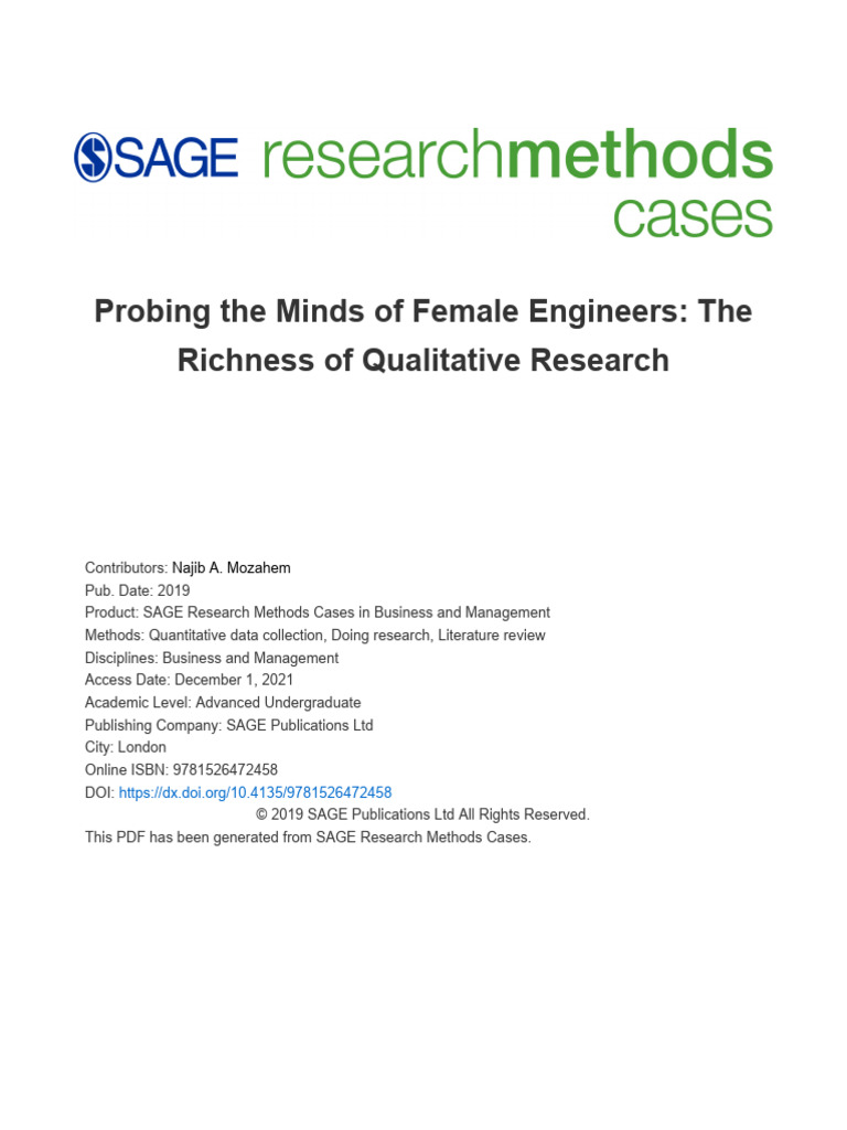 Probing The Minds of Female Engineers The Richness of Qualitative ...