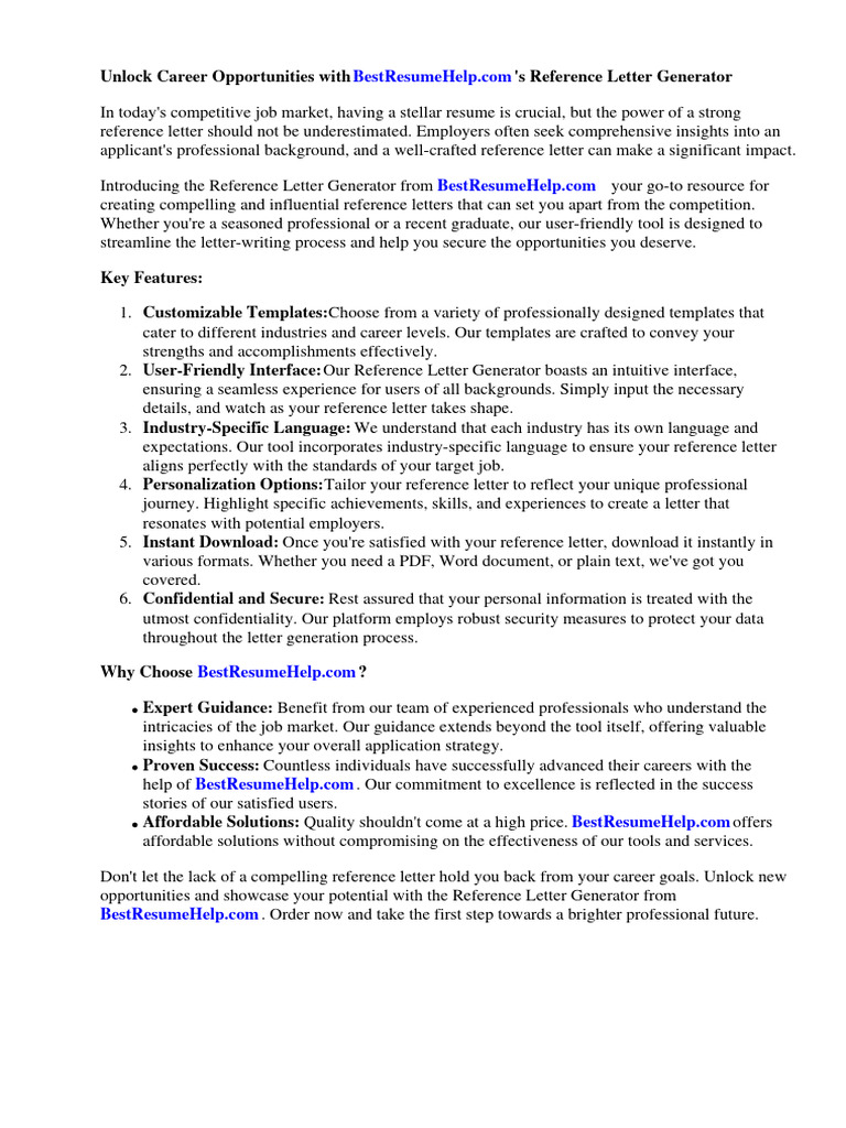 Reference Letter Generator | PDF | Brand | Usability