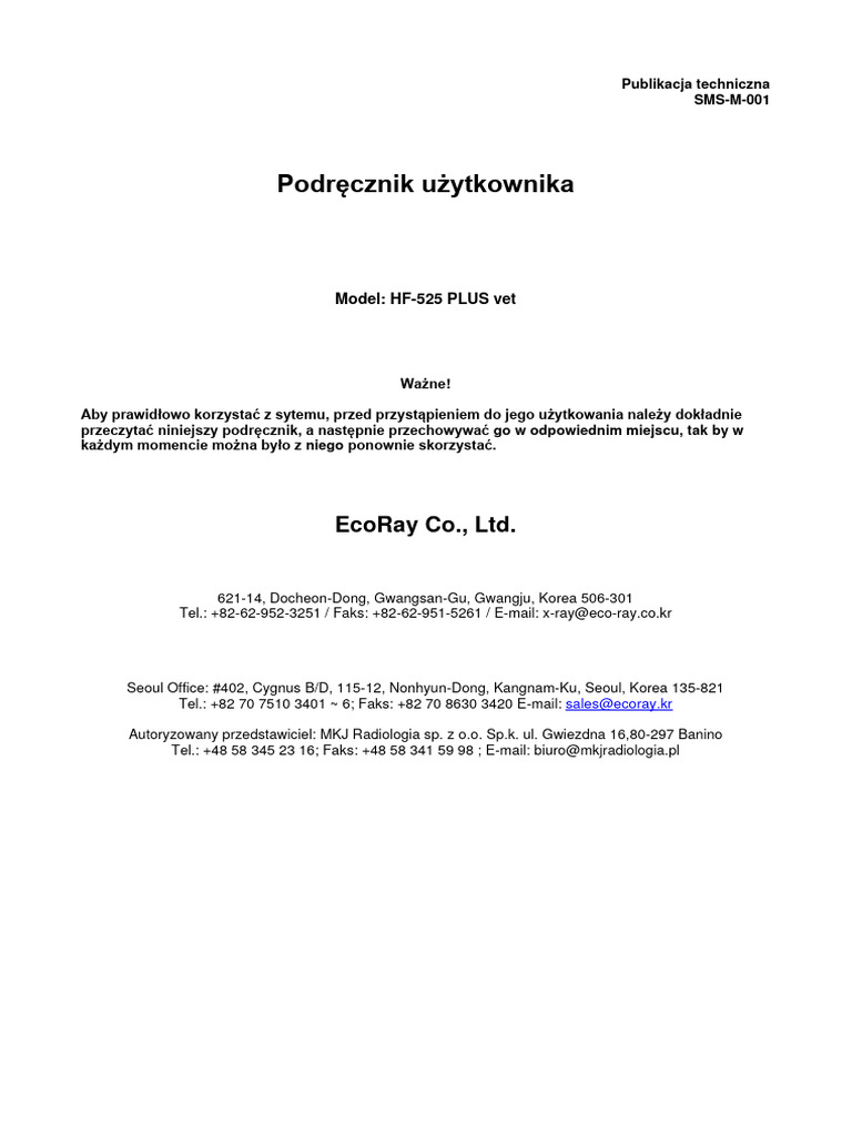 Instrukcja HF 525 Plus Vet Pol | PDF