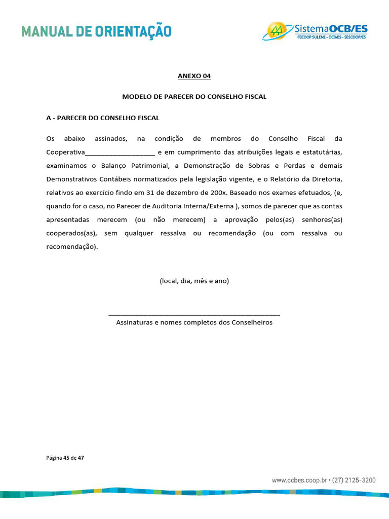 07-Modelo Parecer Conselho Fiscal | PDF
