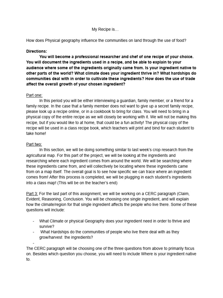 Intro To Recipe Research Project | PDF | Recipe | Cookbooks