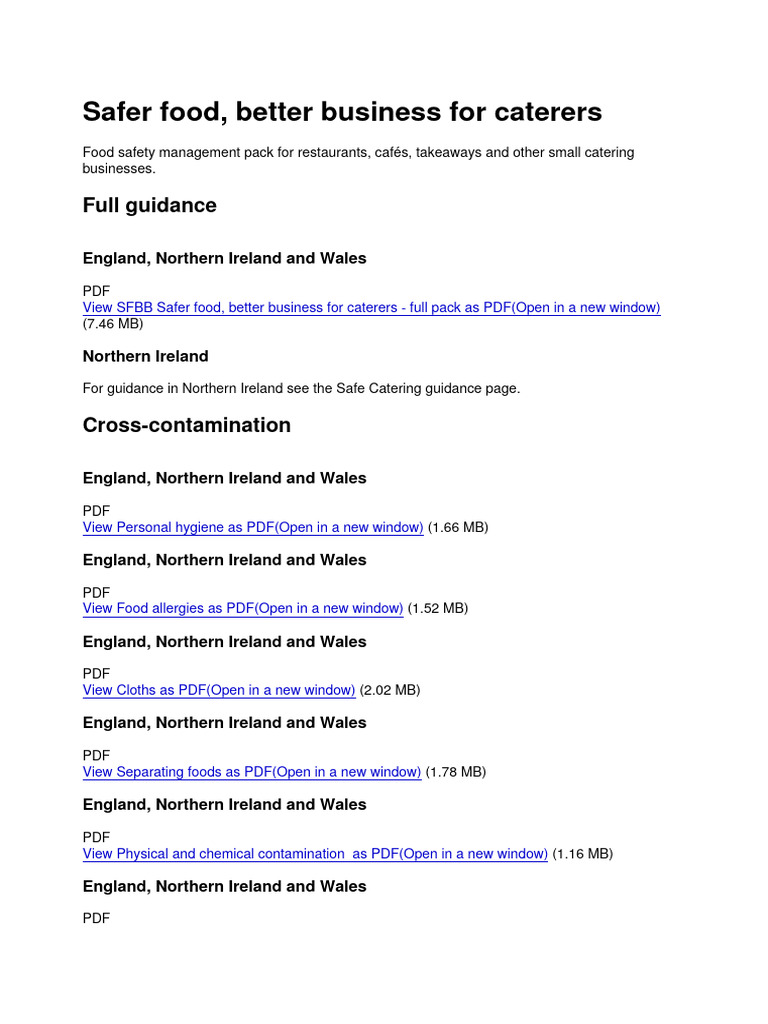 Food Safety Guide for Caterers UK | PDF | Nutrition | Diet & Nutrition