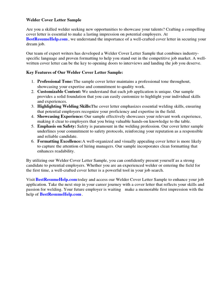 Welder Cover Letter Sample | Download Free PDF | Welding | Construction