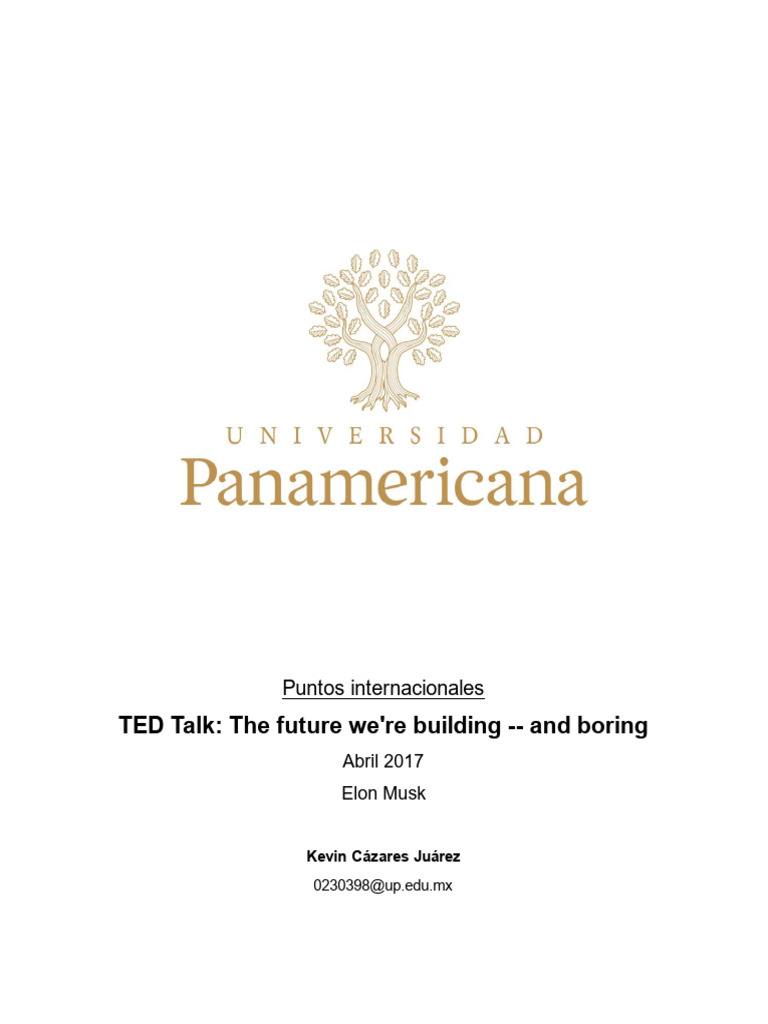 TED Talk The Future We're Building - and Boring | PDF | Technology ...