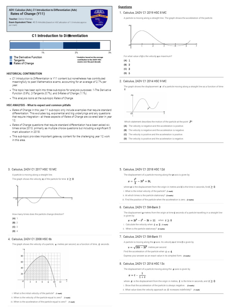 Rates of Change (Y11) | PDF | Derivative | Velocity