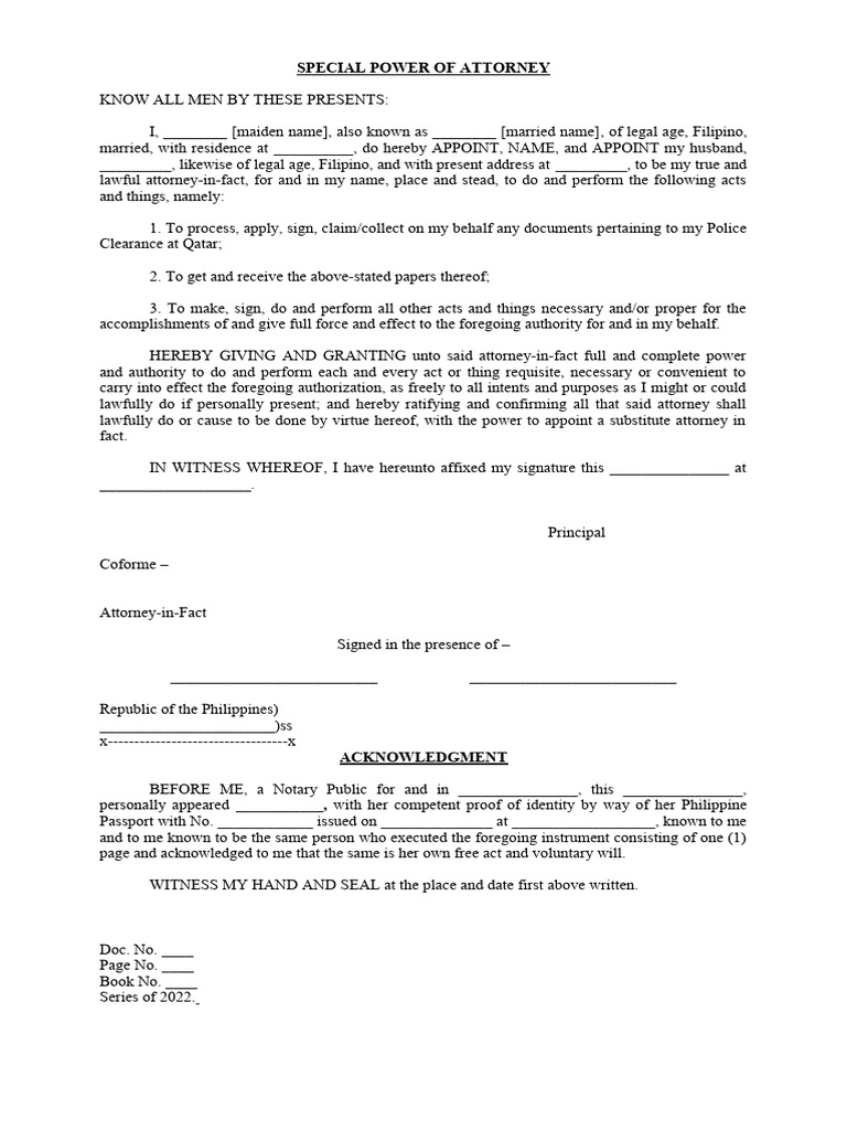 Spa To Process Clearance | PDF | Power Of Attorney | Document