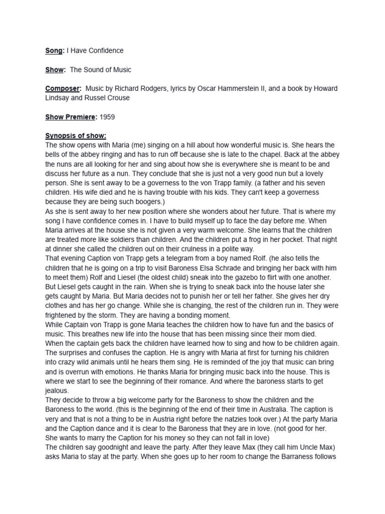 I Have Confidence: Song Overview | PDF | Poetry