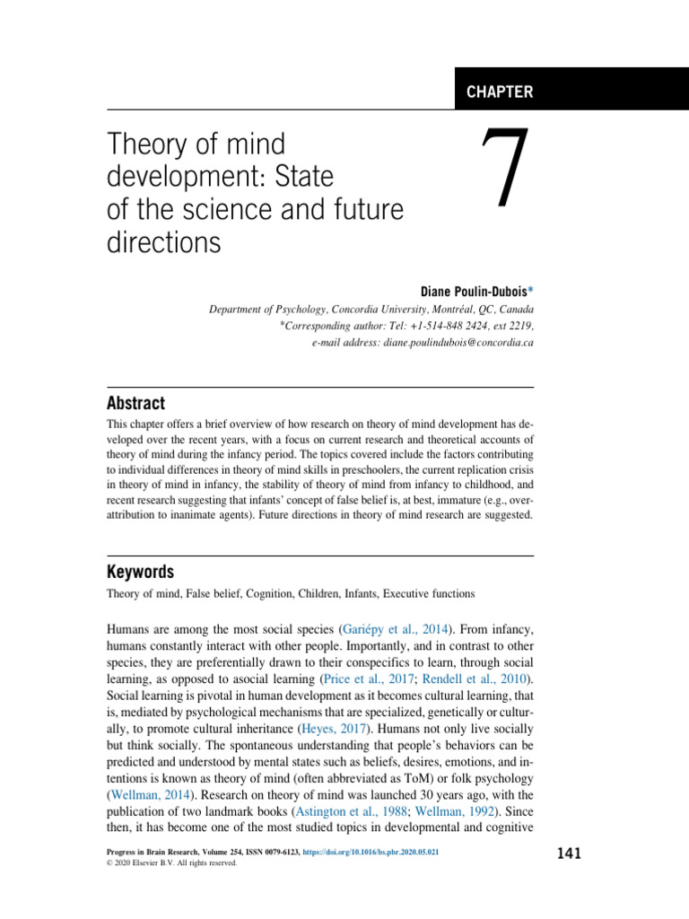 2020 - CHAPTER 7 Theory of Mind Development | PDF | Theory Of Mind | Mind
