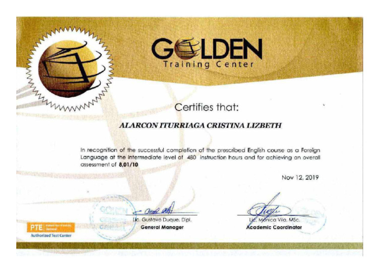 Certificado de Ingles | PDF