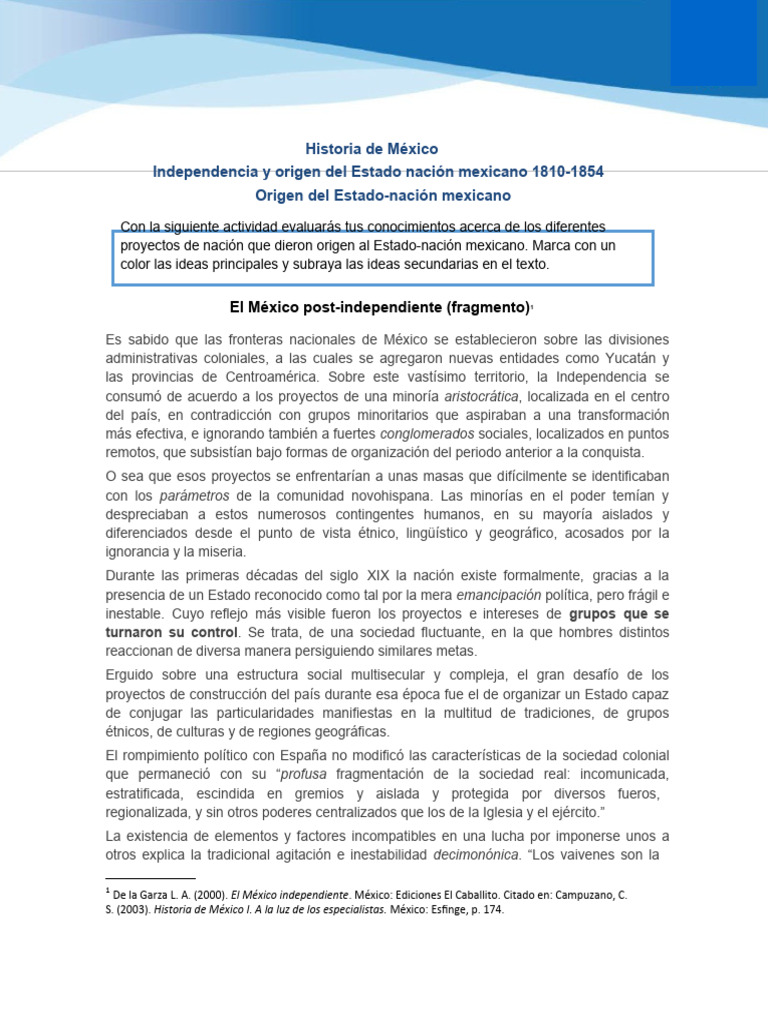 Historia de México Independencia y Origen Del Estado Nación Mexicano ...