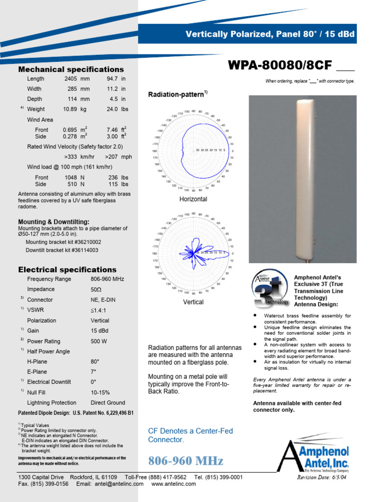 Wpa-80080-8cf | PDF | Antenna (Radio) | Electronic Engineering