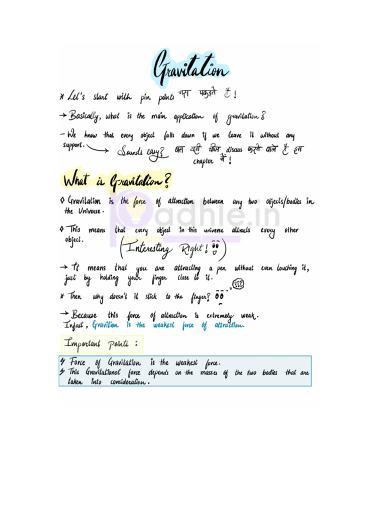 Padhle Gravitation Notes | PDF