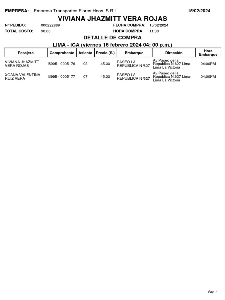 Ticket Compra Lima Ica | PDF