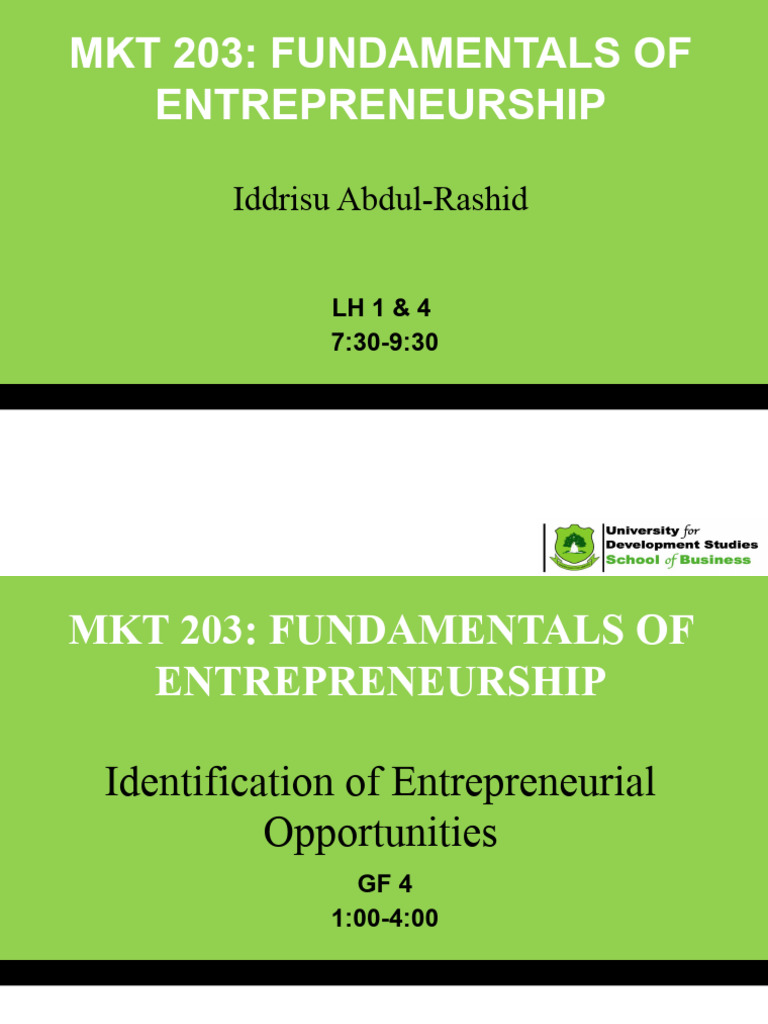 Lecture II-identification of Entrepreneurial Opportunity | PDF ...
