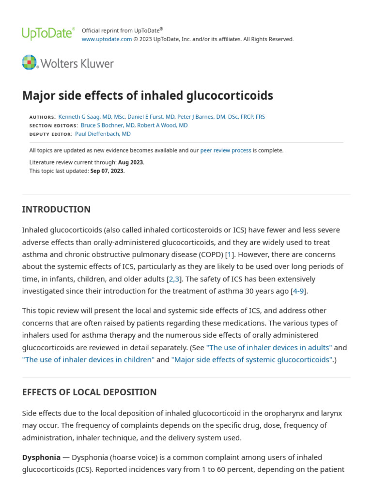Major Side Effects of Inhaled Glucocorticoids - UpToDate | PDF | Asthma ...
