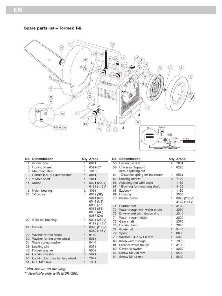 TORMEK T-8 - Despiece | Download Free PDF | Manufactured Goods ...