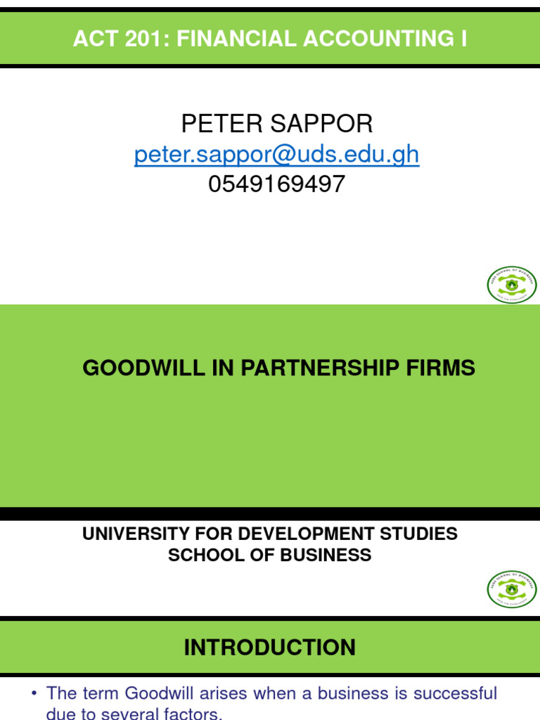 Lecture 3 - Goodwill in Partnership Firms | PDF | Goodwill (Accounting ...