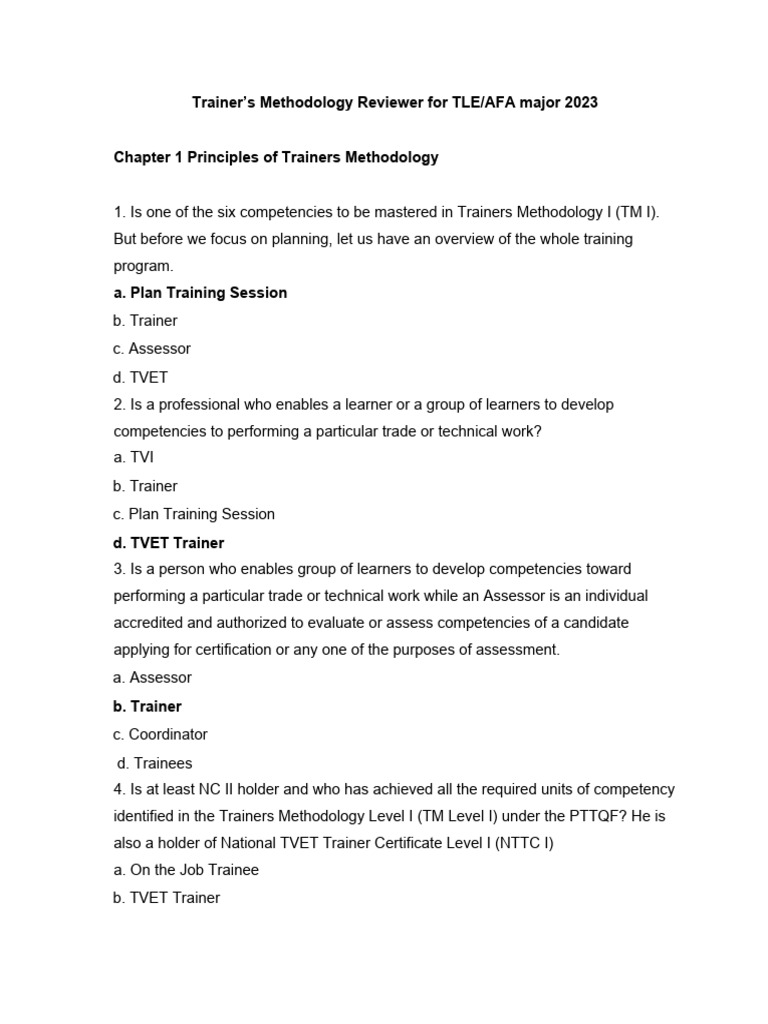 Trainer's Methodology Level 1 Overview | PDF | Learning | Educational ...
